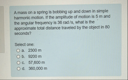 Solved A mass on a spring is bobbing up and down in simple | Chegg.com