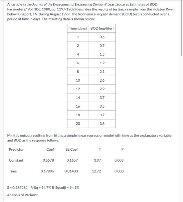 Solved An article in the Journal of the Environmental | Chegg.com