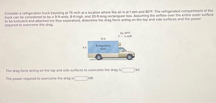 Solved Consider a refrigeration truck traveling at 75mi/h at | Chegg.com