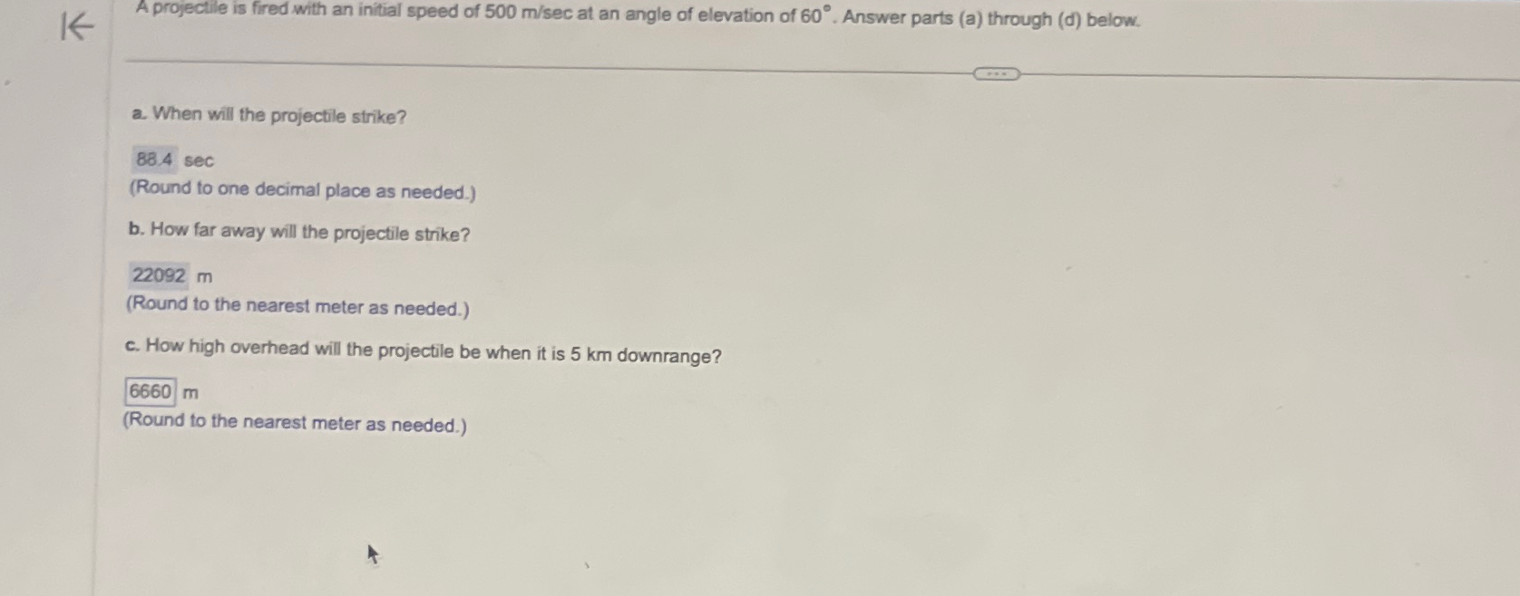 Solved A projectile is fired with an initial speed of | Chegg.com