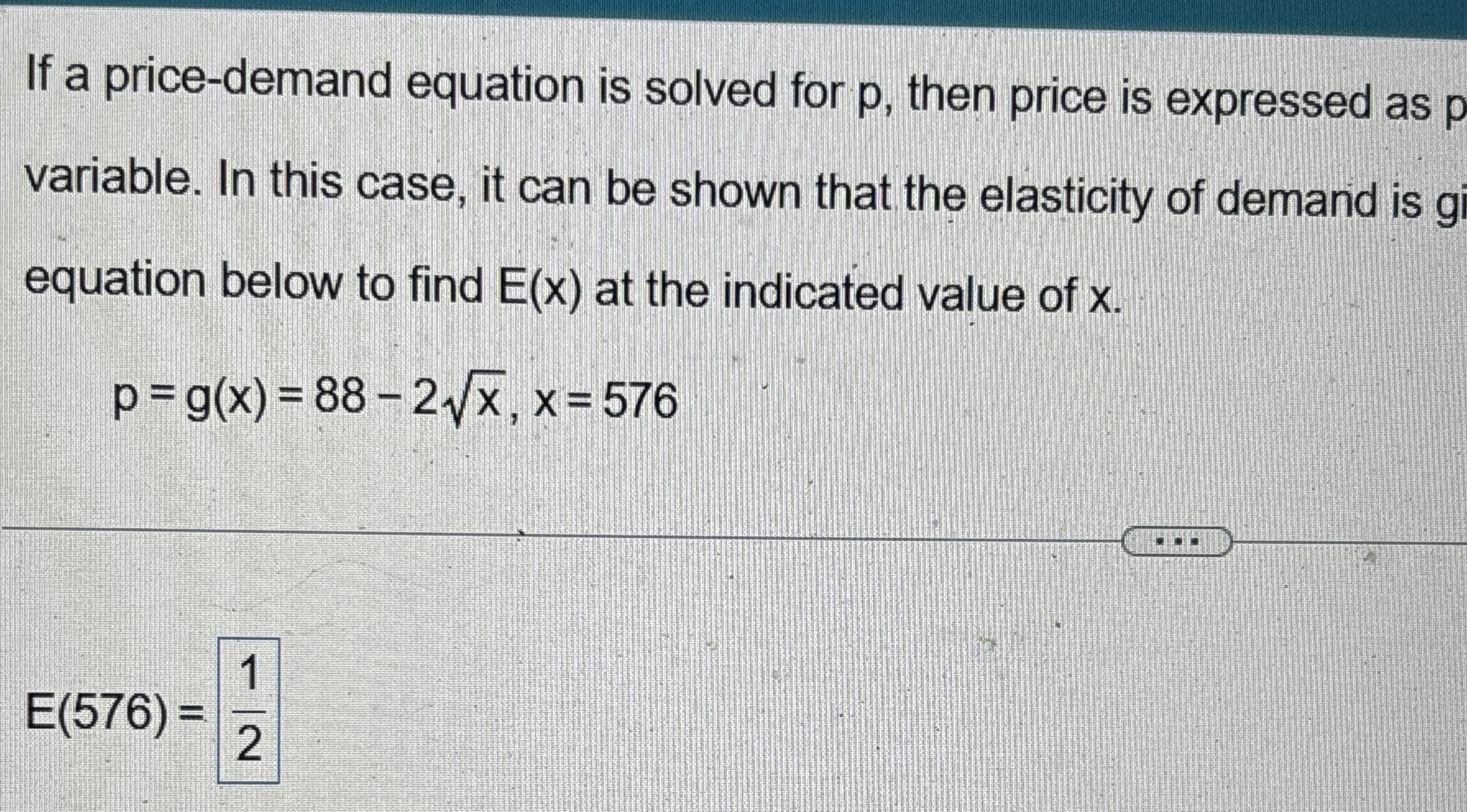Solved If a price-demand equation is solved for p, ﻿then | Chegg.com