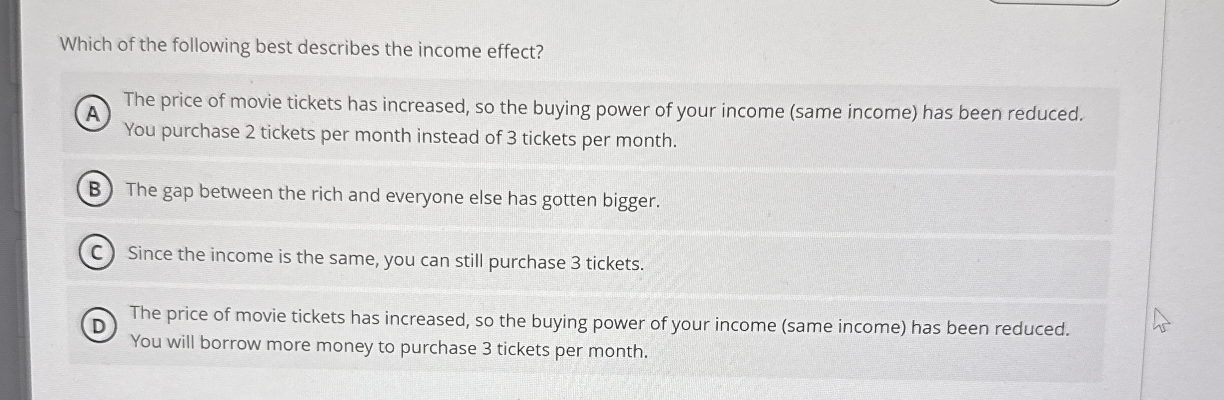 High Quality SOLUTION Which of the following best describes the income ...