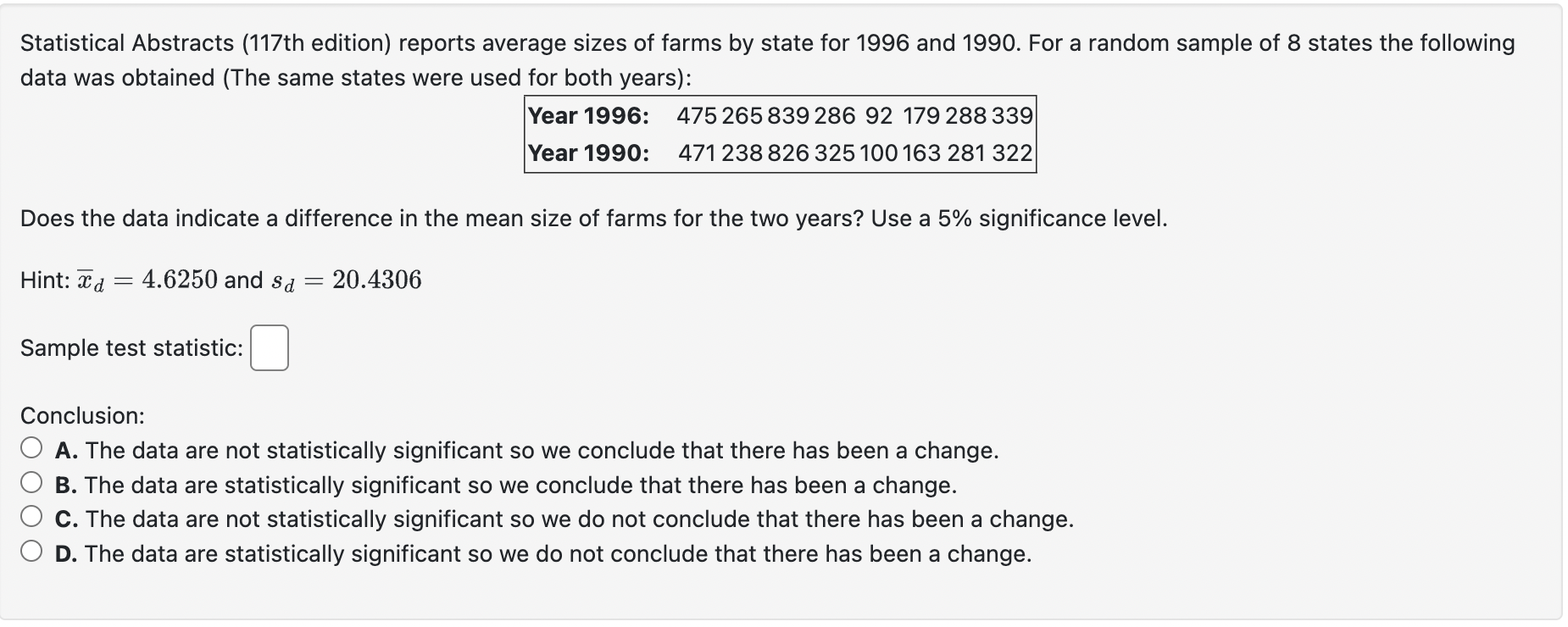 Solved Statistical Abstracts (117th edition) ﻿reports | Chegg.com