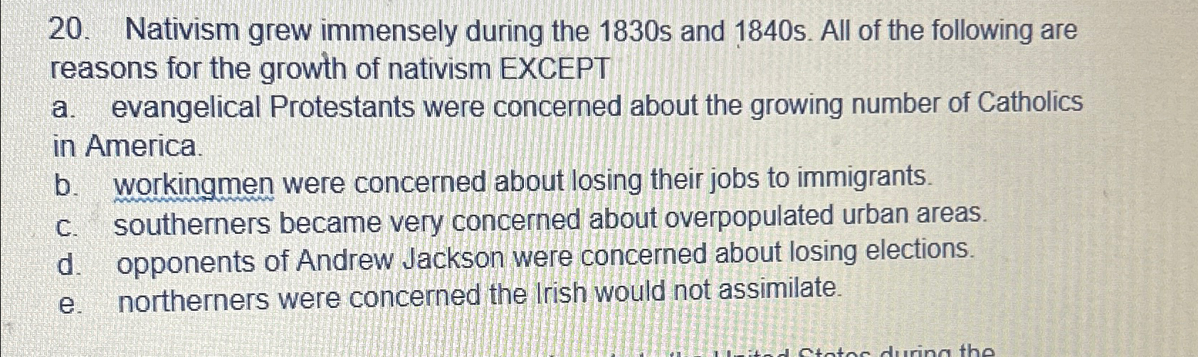 Solved Nativism grew immensely during the 1830 ﻿s and 1840 | Chegg.com