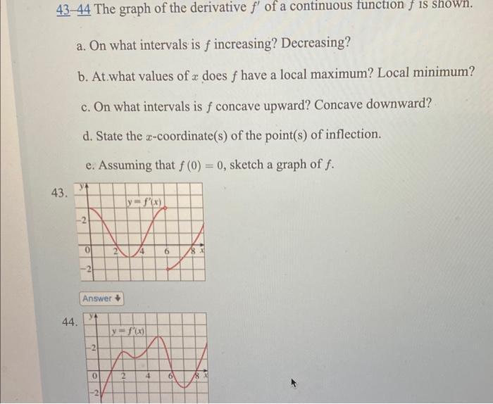 Solved a. On what intervals is f increasing? Decreasing? b. | Chegg.com