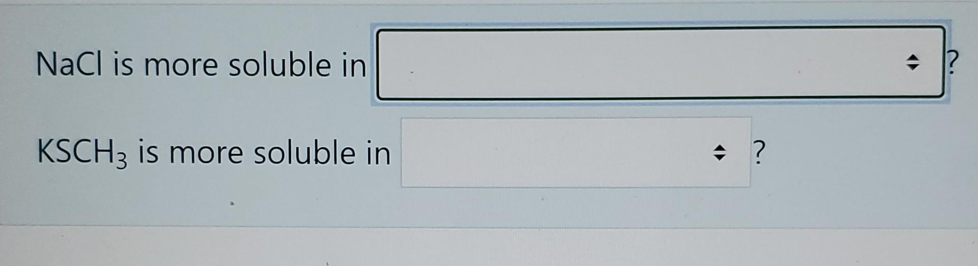 Solved Options for NaCl=acetone (CH3)2C=O & di-tert-butyl | Chegg.com