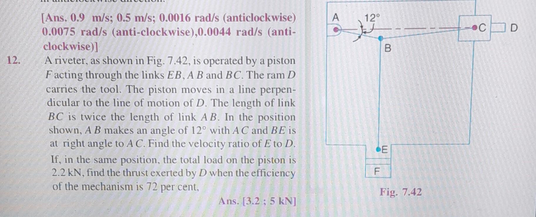 Solved [Ans, 0.9 m/s;0.5 m/s;0.0016rad/s (anticlockwise) | Chegg.com