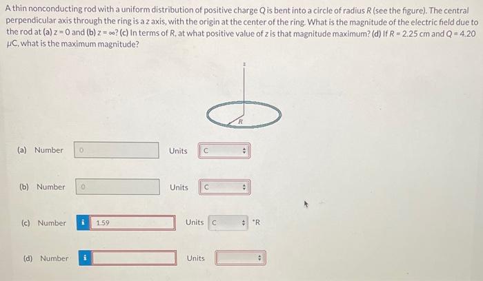 Solved A thin nonconducting rod with a uniform distribution | Chegg.com