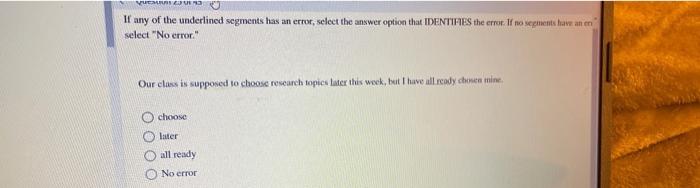 Solved If any of the underlined segments has an error, | Chegg.com