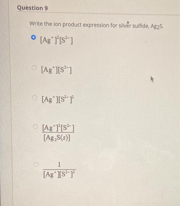 Solved Question 9 Write the ion product expression for | Chegg.com