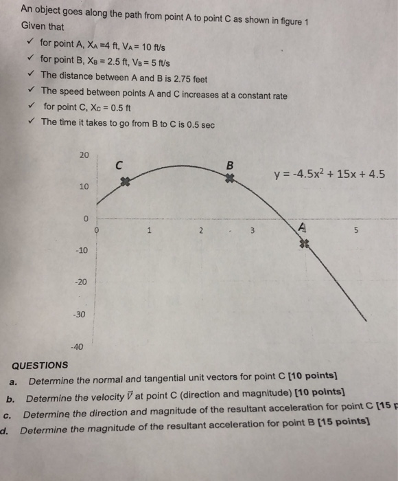 Solved An object goes along the path from point A to point C | Chegg.com