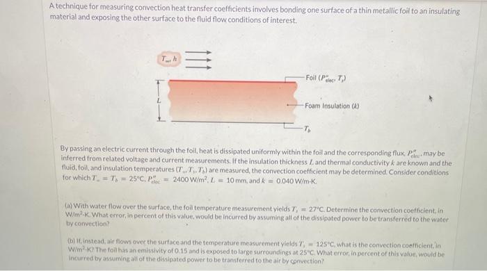 Solved A technique for measuring convection heat transfer | Chegg.com