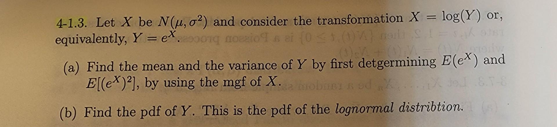 Solved 4-1.3. Let X be N(μ,σ2) and consider the | Chegg.com
