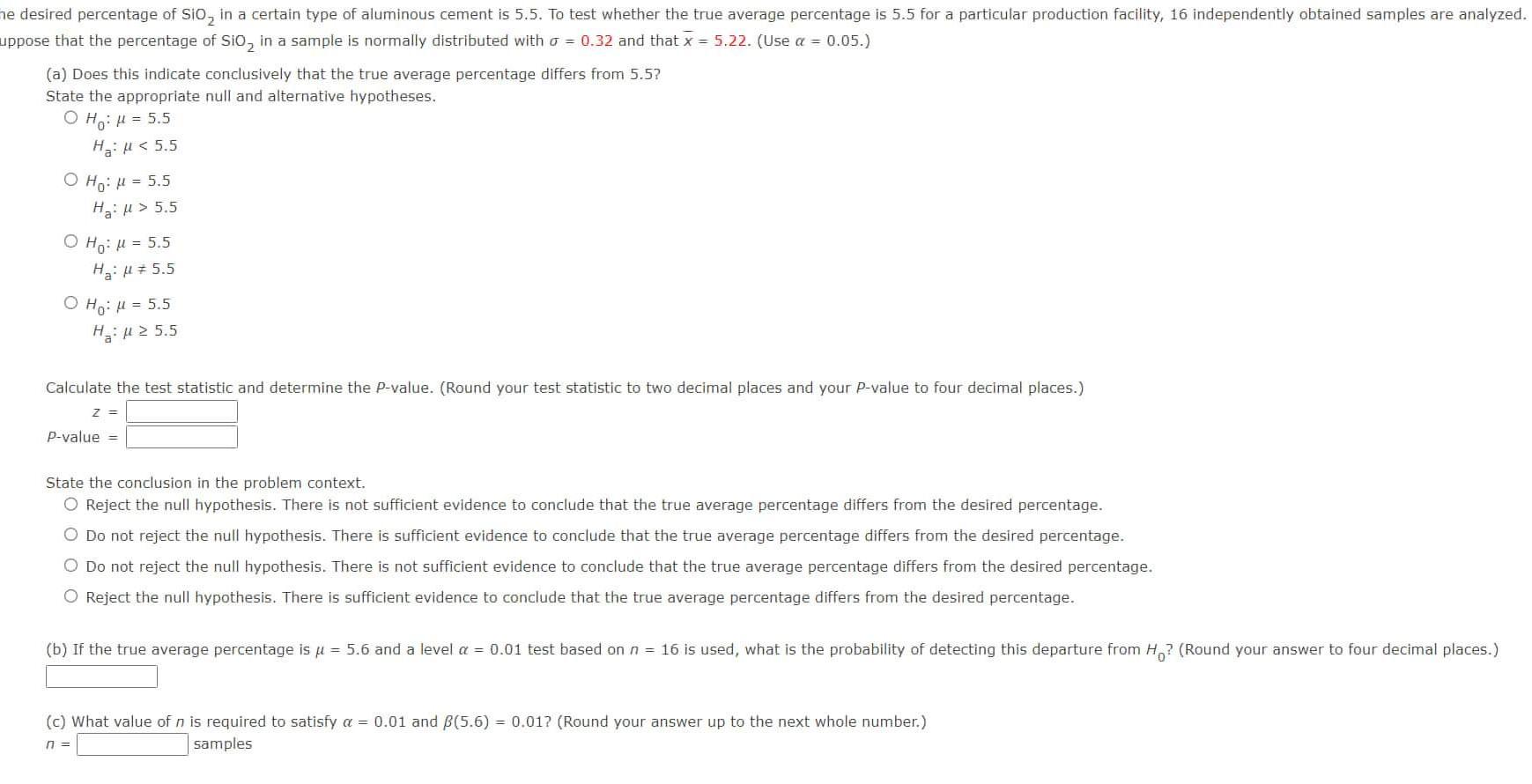 Solved ppose that the percentage of SiO2 in a sample is | Chegg.com