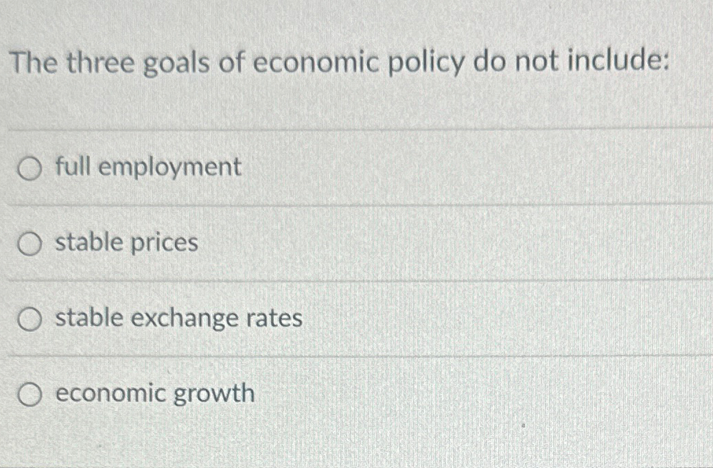 Solved The three goals of economic policy do not | Chegg.com
