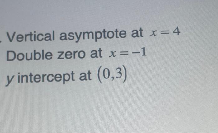 Solved Write an equation for a rational function with the | Chegg.com