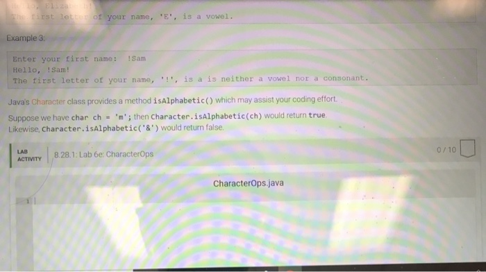 Solved 8.28 Lab 6e: CharacterOps Write a program that | Chegg.com