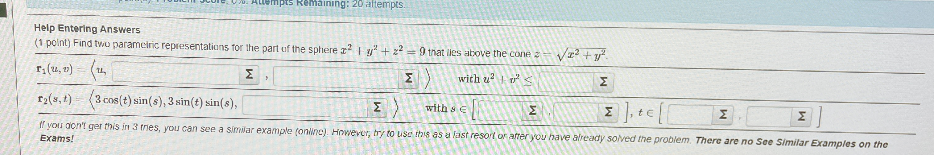 Solved Help Entering Answers(1 ﻿point) ﻿Find two parametric | Chegg.com