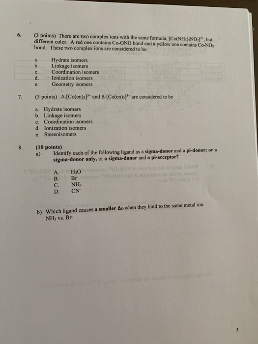 Solved 5. (20 points) For each of the following complexes, | Chegg.com