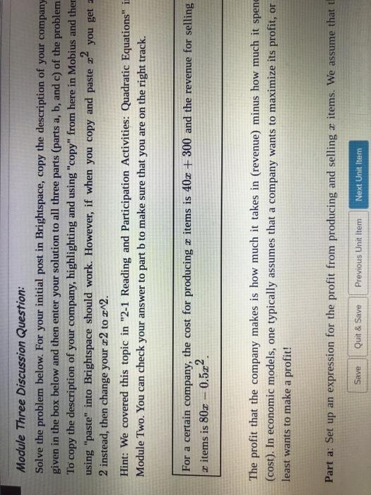 Solved Module Three Discussion Question: Solve the problem | Chegg.com