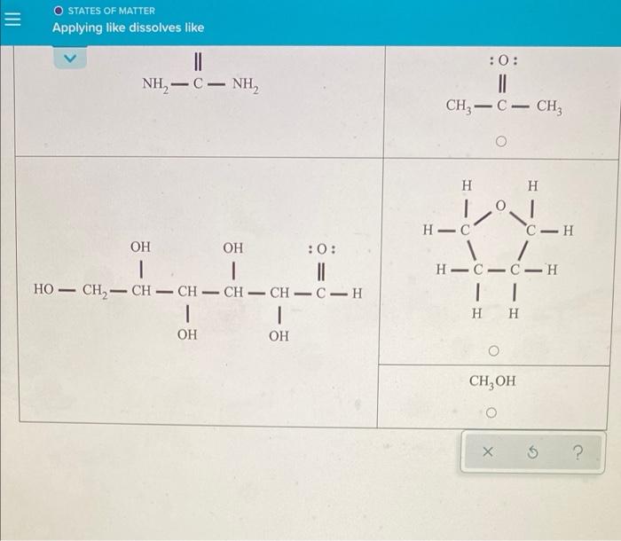 Solved Applying like dissolves like For each solute, click | Chegg.com