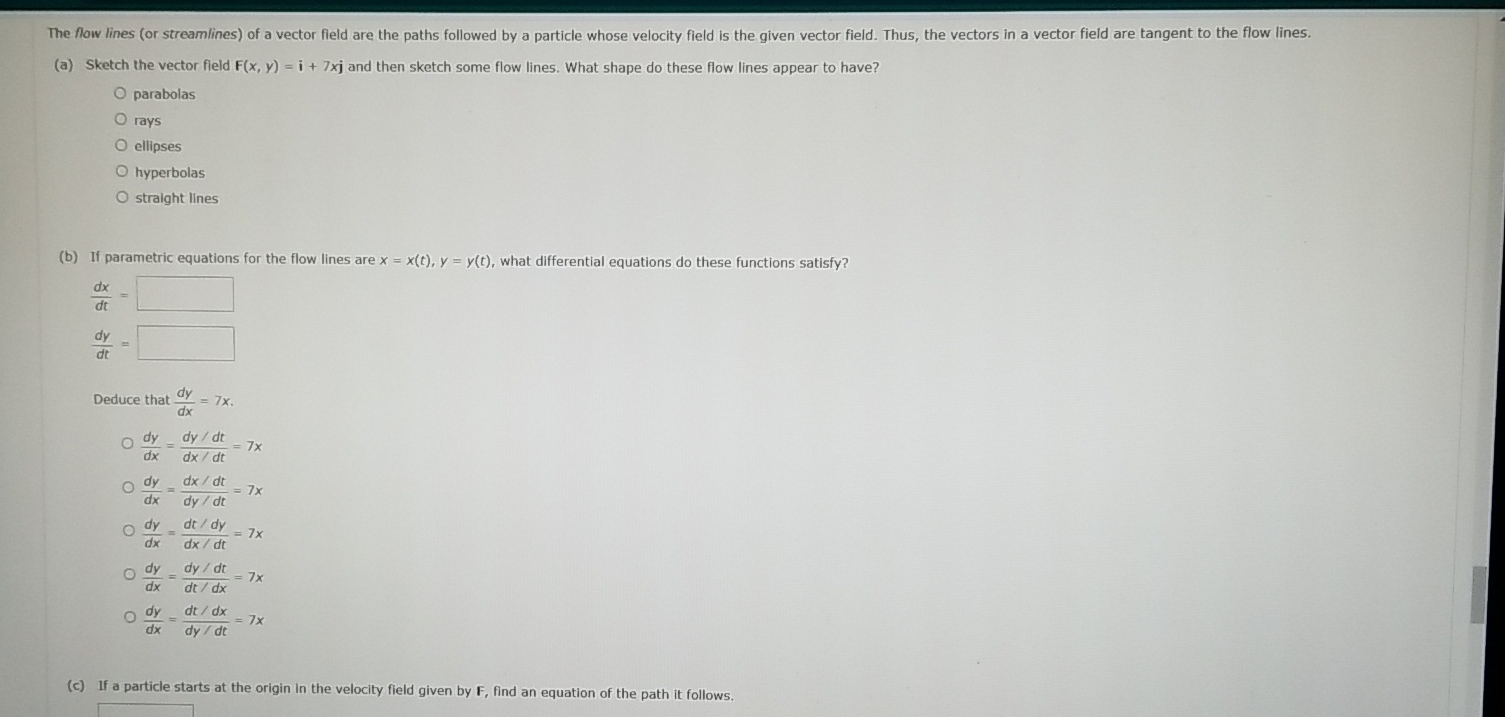 Solved (a) ﻿Sketch the vector field F(x,y)=i+7xj ﻿and then | Chegg.com
