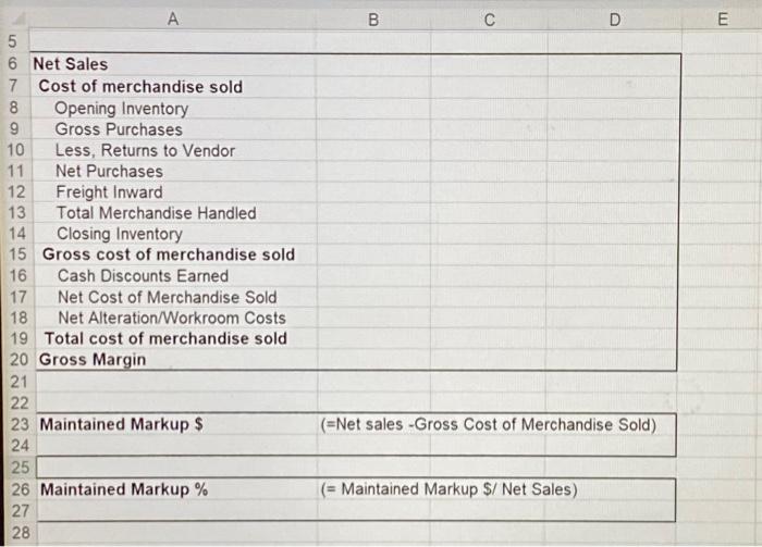 Solved Find the maintain markup percent and gross margin | Chegg.com