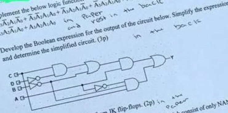 Solved Develop the Boolean expression for the output of the | Chegg.com