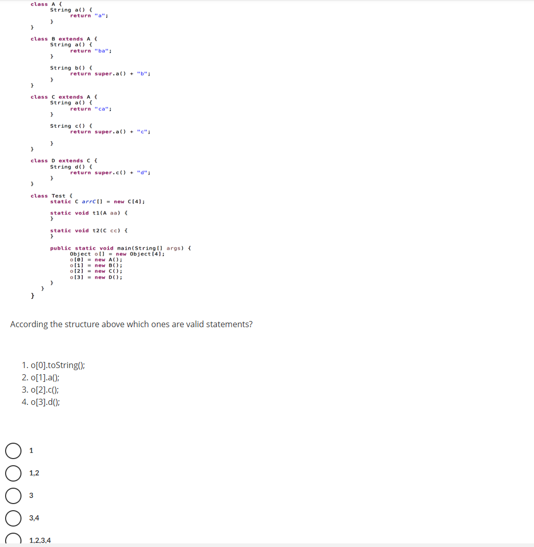 Solved According the structure above which ones are valid | Chegg.com