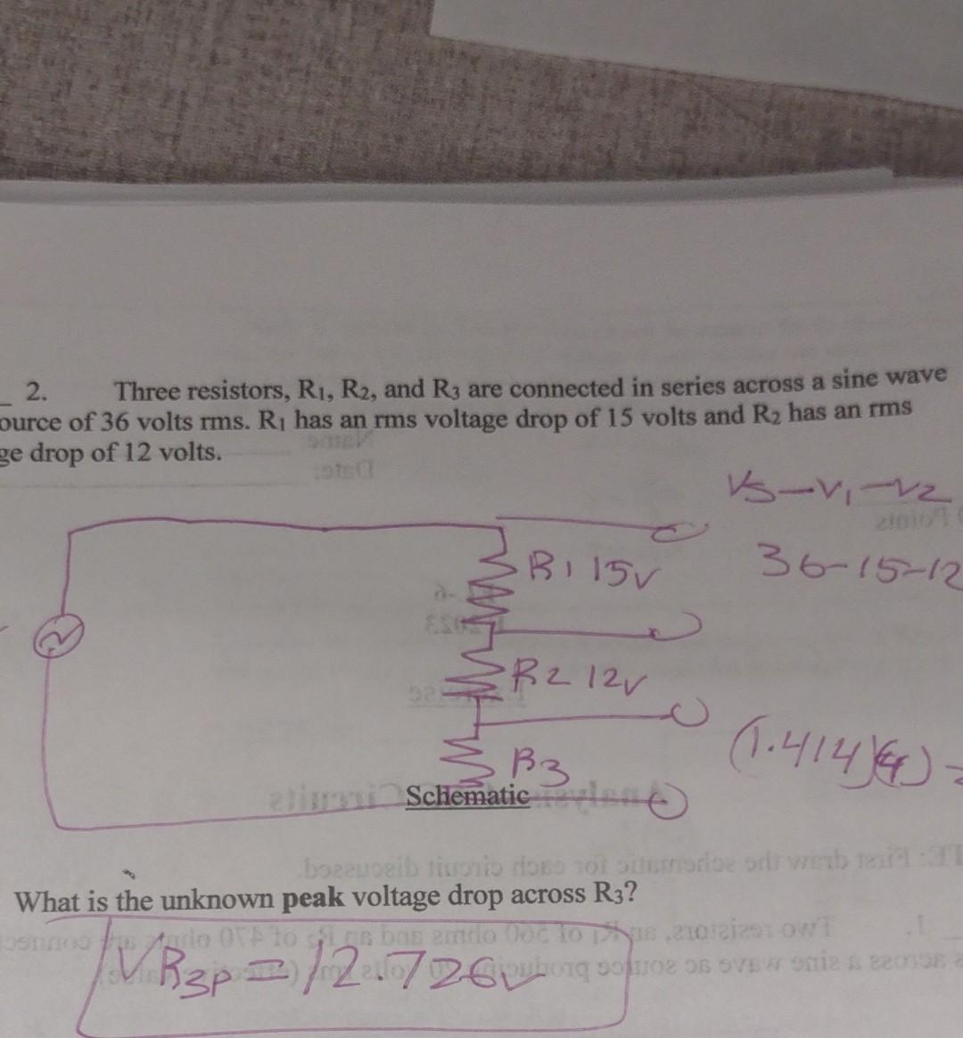 Solved 2. Three resistors, R1,R2, and R3 are connected in | Chegg.com