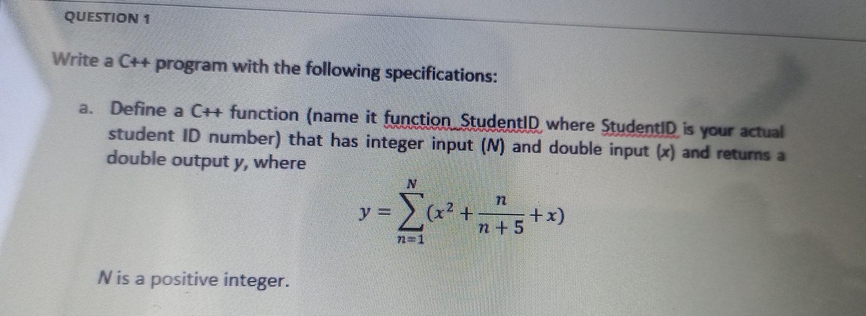 Solved QUESTION 1 Write a C++ program with the following | Chegg.com