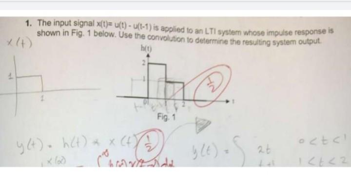 Solved 1. The input signal x(t)=u(t)−u(t−1) is applied to an | Chegg.com