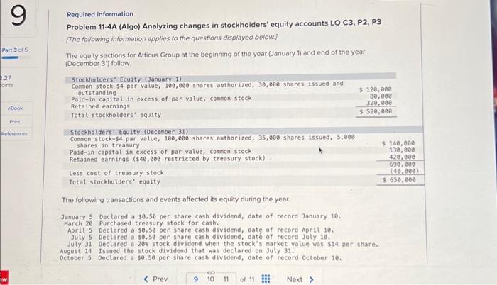 Solved Required information Problem 11-4A (Algo) Analyzing | Chegg.com