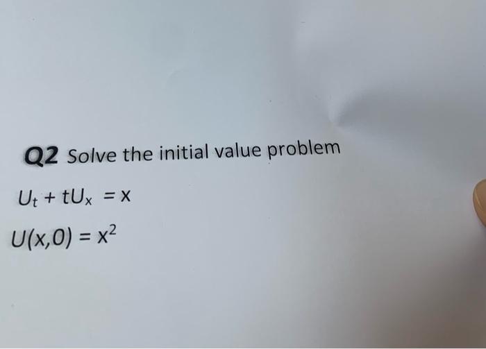 Solved Q2 Solve the initial value problem Ut + tUx = x | Chegg.com