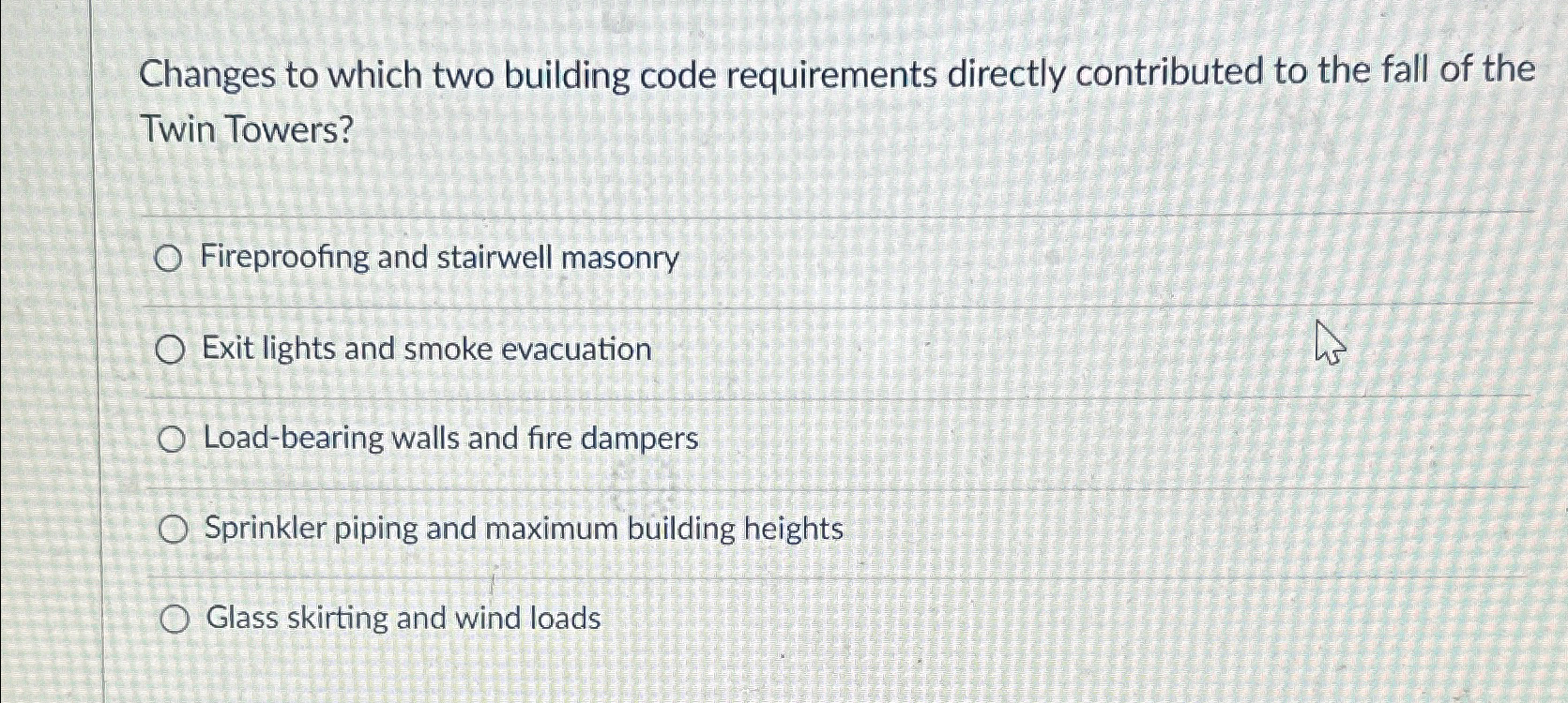 Solved Changes to which two building code requirements | Chegg.com