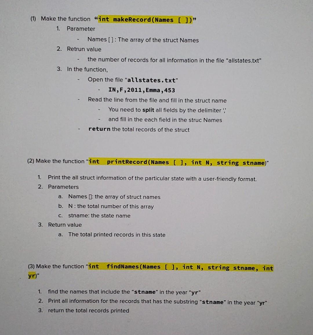 Solved [Question 2] SSN Baby Names - Files main.cpp: the | Chegg.com