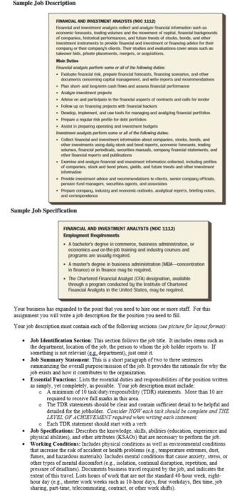 Solved MAKE A JOB IDENTIFICATION, JOB SUMMARY STATEMENT, | Chegg.com