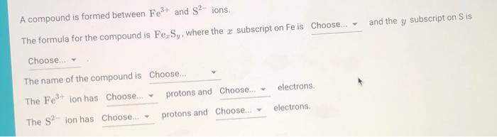 Solved and the y subscript on Sis A compound is formed | Chegg.com