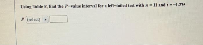 Solved Using Table F, find the P-value interval for a | Chegg.com