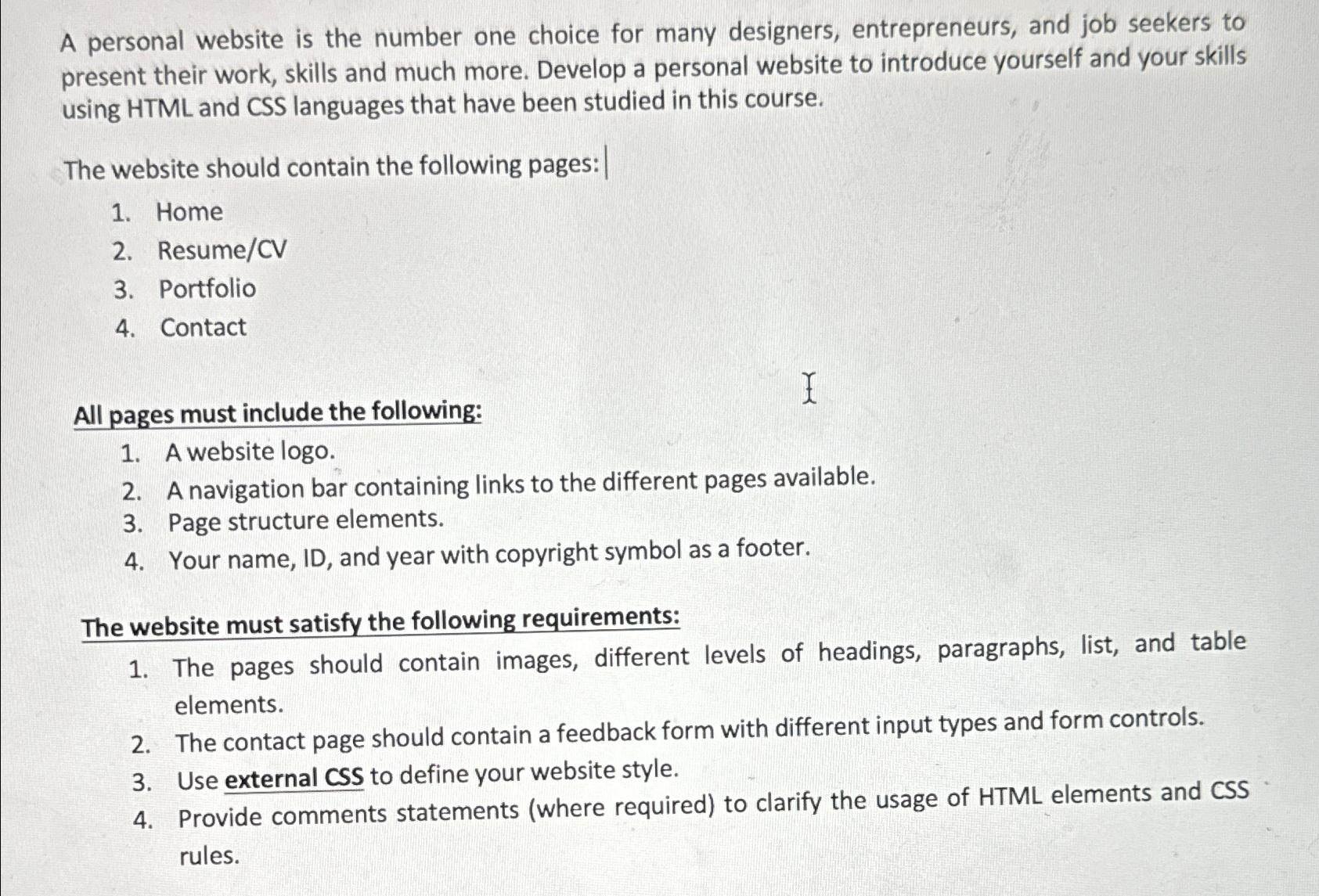A personal website is the number one choice for many | Chegg.com