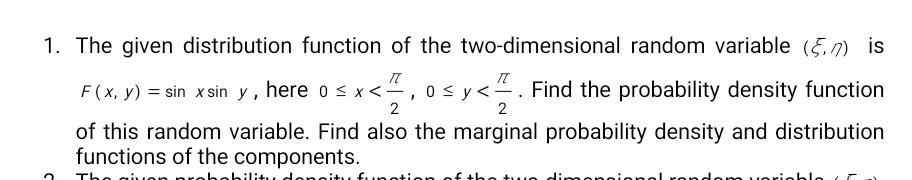 Solved 1 The Given Distribution Function Of The