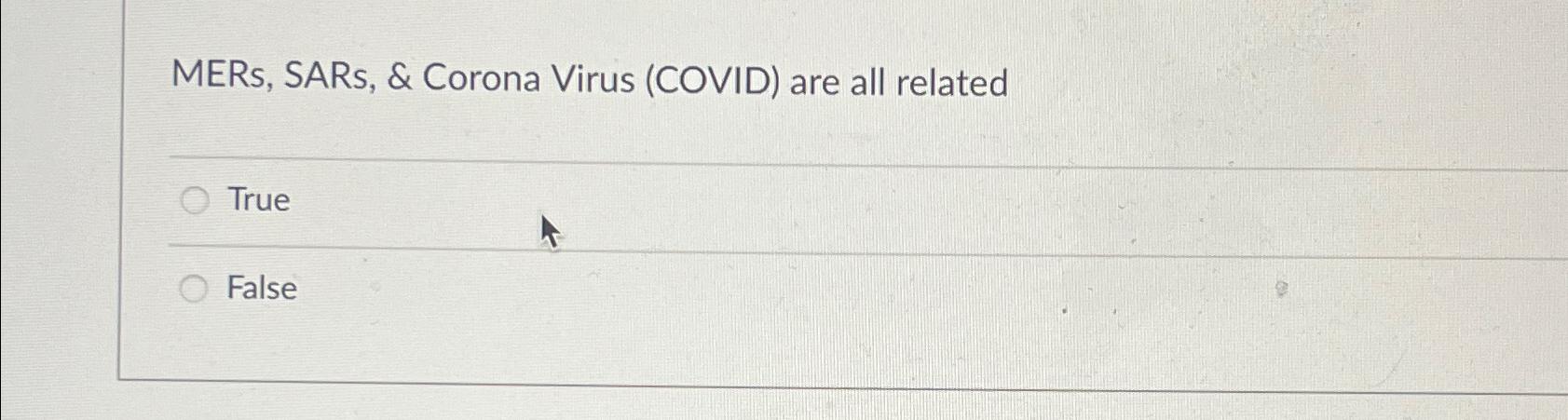 Solved MERs, SARs, & Corona Virus (COVID) ﻿are all | Chegg.com
