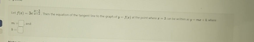 Solved Let f(x)=3ex-3x+2. ﻿Then the equation of the tangent | Chegg.com