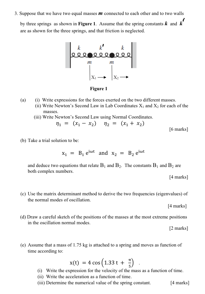 Solved Suppose that we have two equal masses m ﻿connected to | Chegg.com