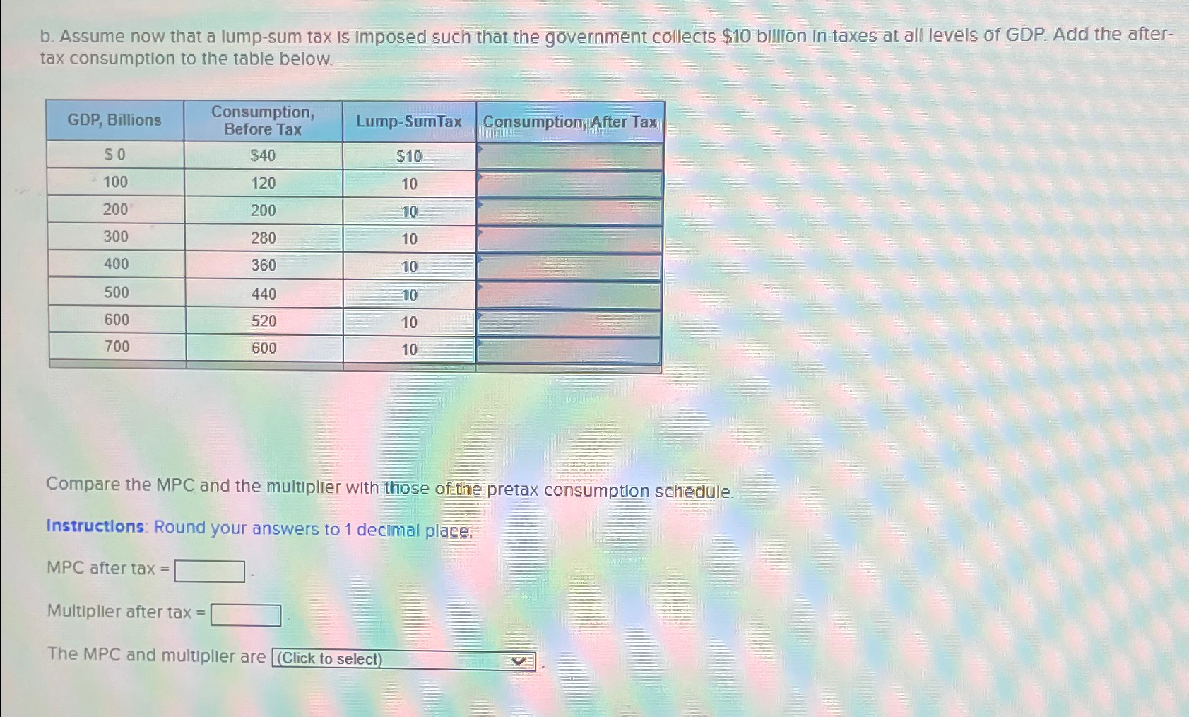 Solved b. ﻿Assume now that a lump-sum tax Is Imposed such | Chegg.com