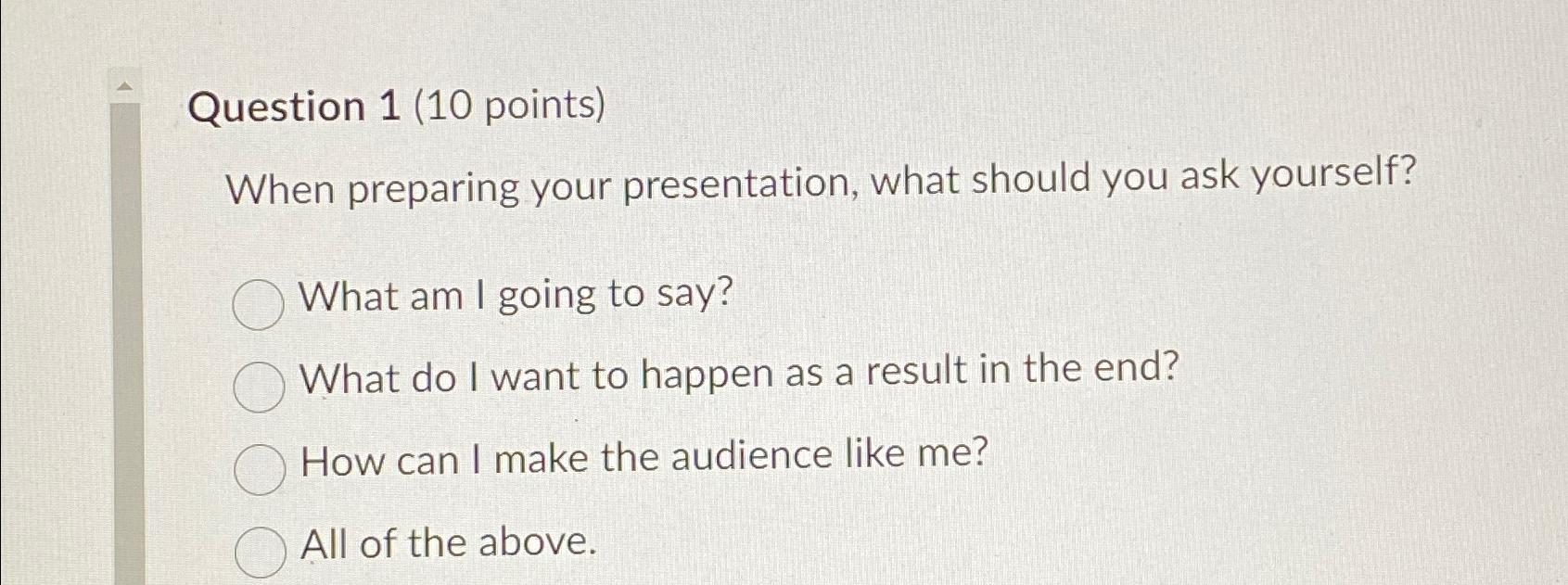 Solved Question 1 (10 ﻿points)When preparing your | Chegg.com