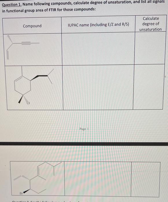 Solved Question 1. Name following compounds, calculate | Chegg.com