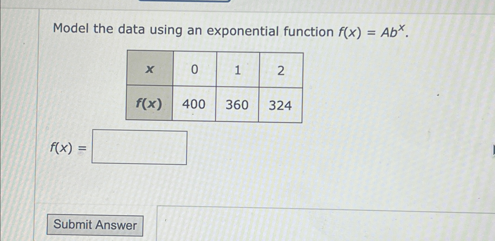 Solved Model the data using an exponential function | Chegg.com
