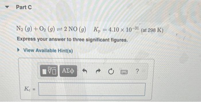 Solved Calculate Kc for each | Chegg.com