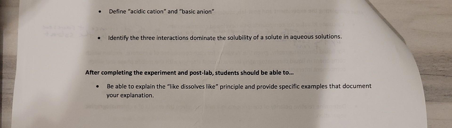 Solved - Define "acidic cation" and "basic anion" - Identify | Chegg.com